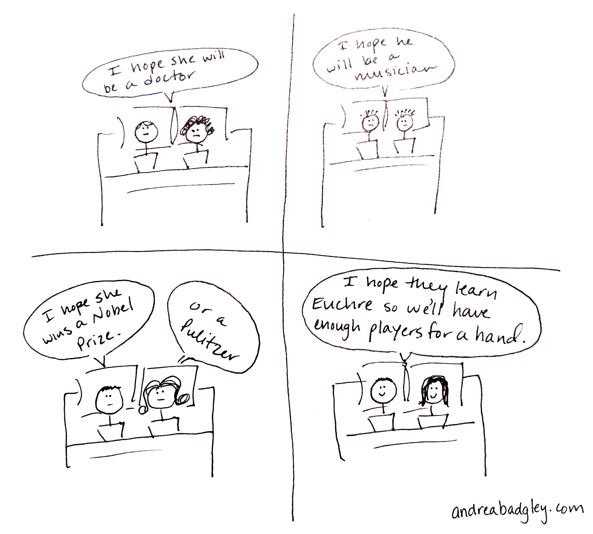 Euchre cartoon by Andrea Badgley – Butterfly Mind